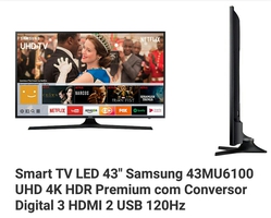 Saindo por R$ 1.900,00: Smart TV LED 43" Samsung 43MU6100 UHD 4K HDR ...