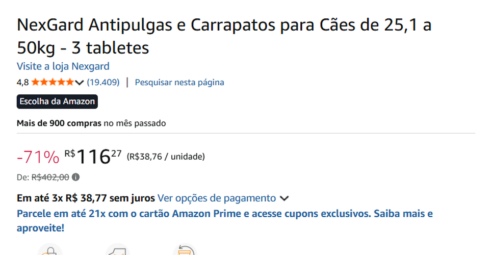 Por R$ 116: [REC] NexGard Antipulgas e Carrapatos para Cães 25-50 kg ...