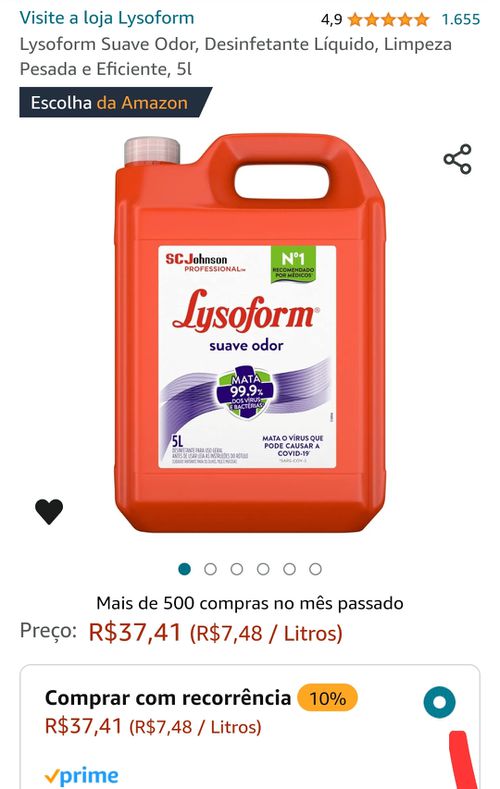Por R$ 37,41: [Rec] Lysoform Suave Odor, Desinfetante Líquido, Limpeza ...