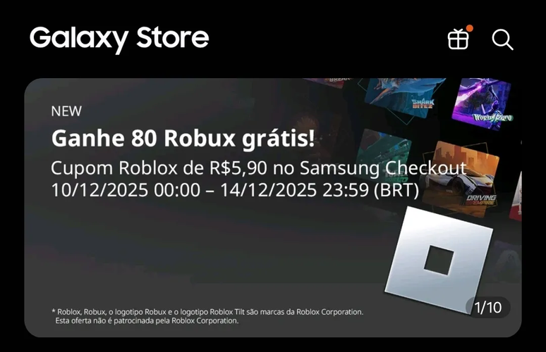 Grátis: Ganhe 80 Robux Grátis em Aparelhos Samsung - Roblox | Pelando