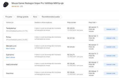 Por R$ 250: Mouse Gamer Redragon Sniper Pro M801P RGB | R$250 | Pelando