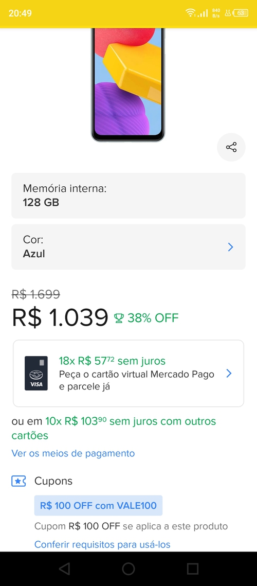 Por R$ 939: Samsung Galaxy M13 Dual SIM 128 GB azul 4 GB RAM | Pelando