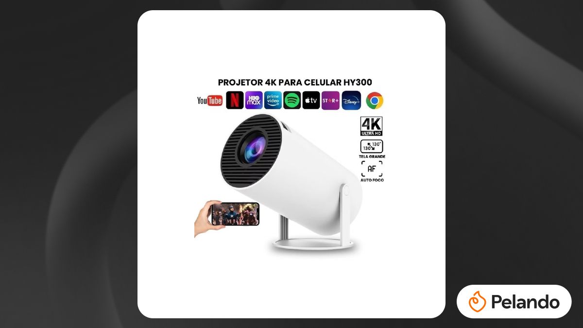 Por R$ 152: Projetor 4K HD 150 Polegadas Celular, Tv B0x, Xbox, PS, Pc ...