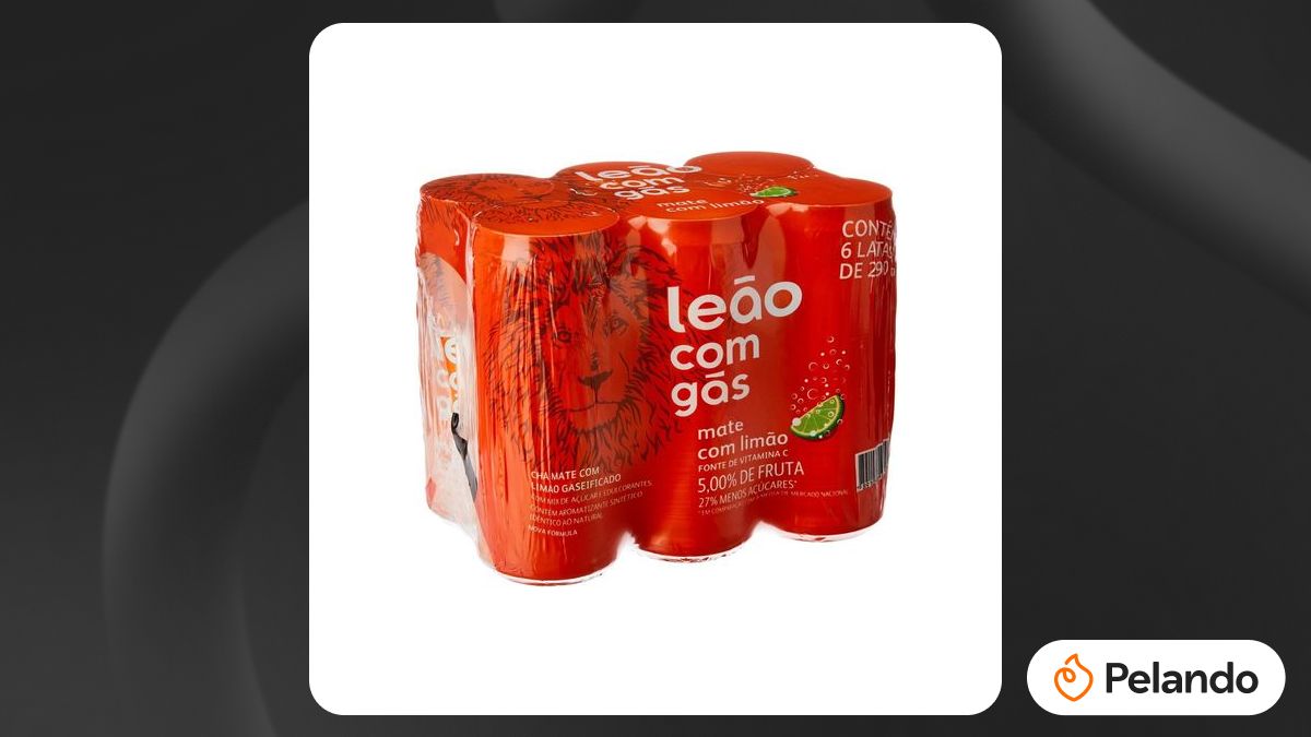 Por R$ 17,85: Pack de Matte Leão Limão com Gás Lata 290ml, 6 unidades ...