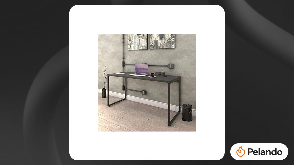 Por R$ 225: Mesa Trevalla Kuadra Industrial 150cm Preto Onix | Pelando