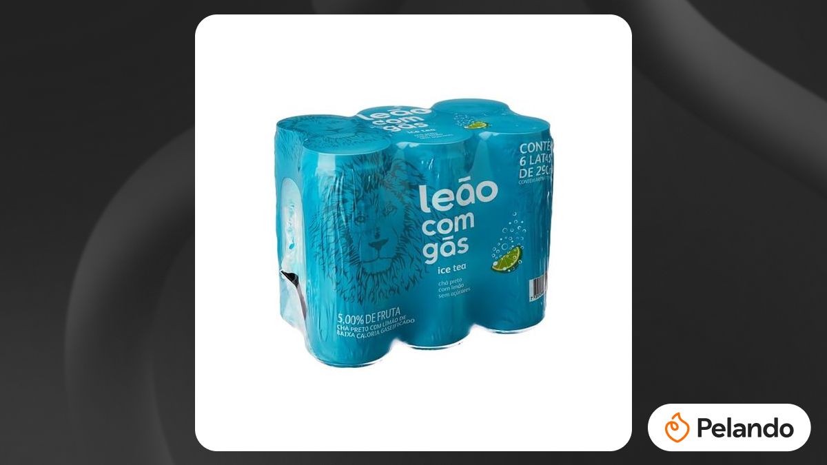 Por R$ 22,39: Pack de Matte Leão Limão com Gás Zero Lata 290ml, 6 ...