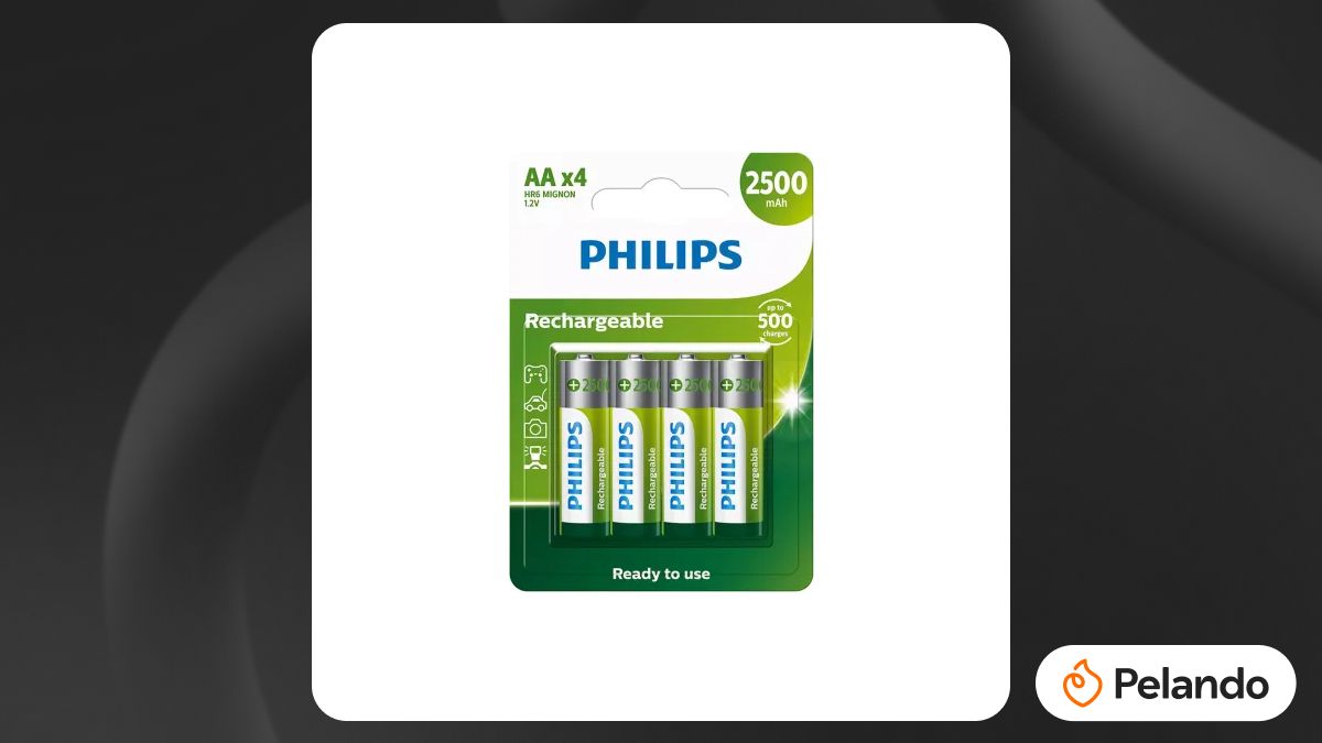Por R$ 58,30: [PRIME] Pilha Philips recarregável AA 1.2V 2.500mAh com 4 ...