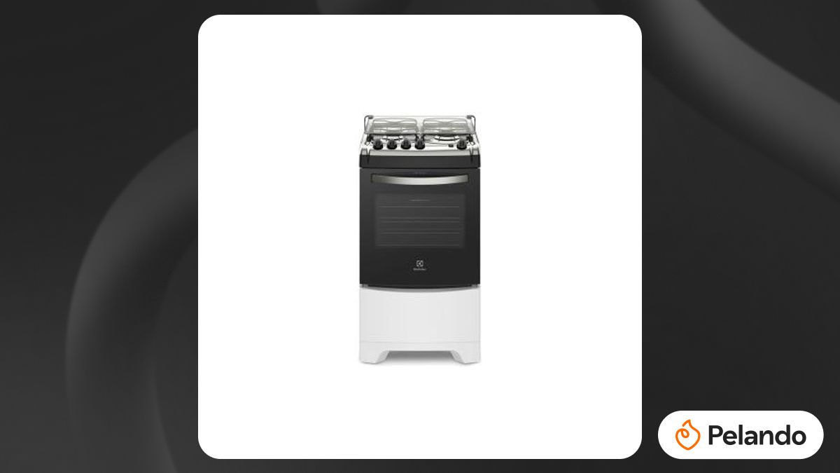 Por R$ 681: Fogão de Piso Branco com 4 Queimadores e Vidro Interno ...