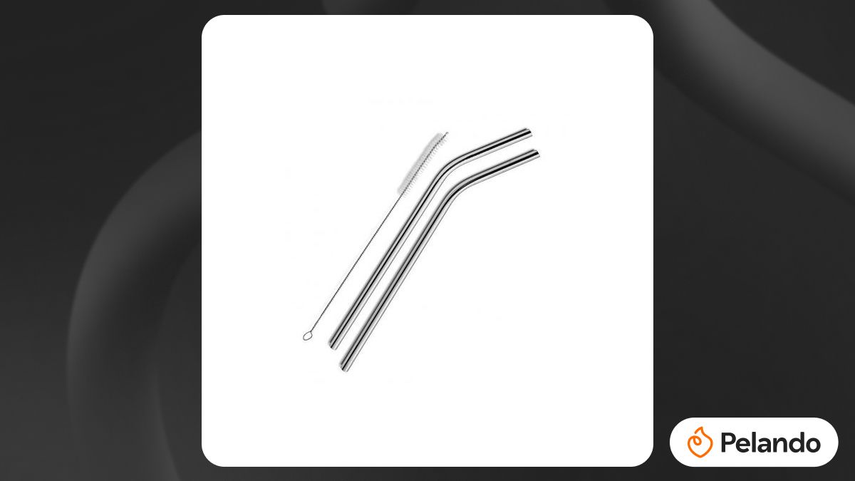 Por R$ 15,00: Kit 2 Canudos Inox Reutilizável Curvo 21cm + Escova de ...