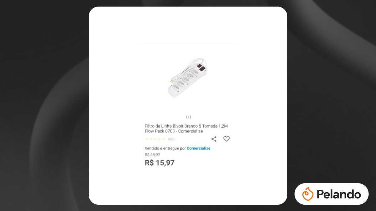 Por R$ 16,00: Filtro de linha bivolt branco 5 tomada 1,2m Flow Pack ...