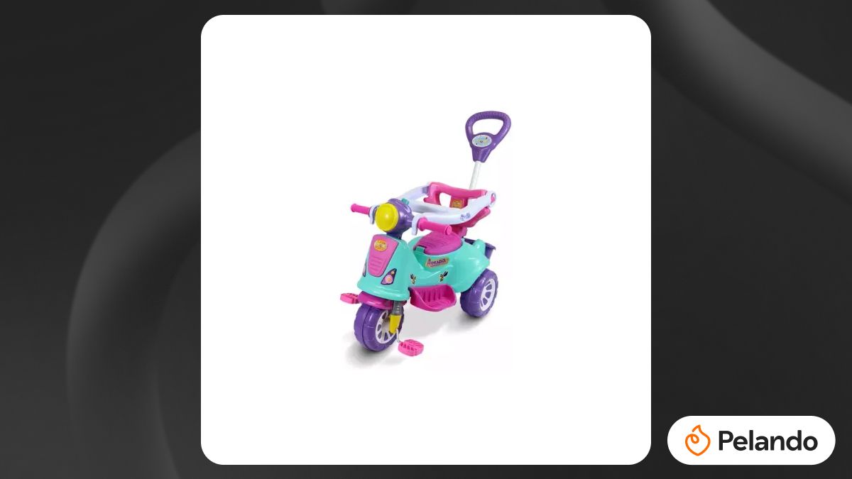 Por R$ 182: Triciclo Motoca C/ Guia Passeio e Pedal Avespa Pink Maral ...