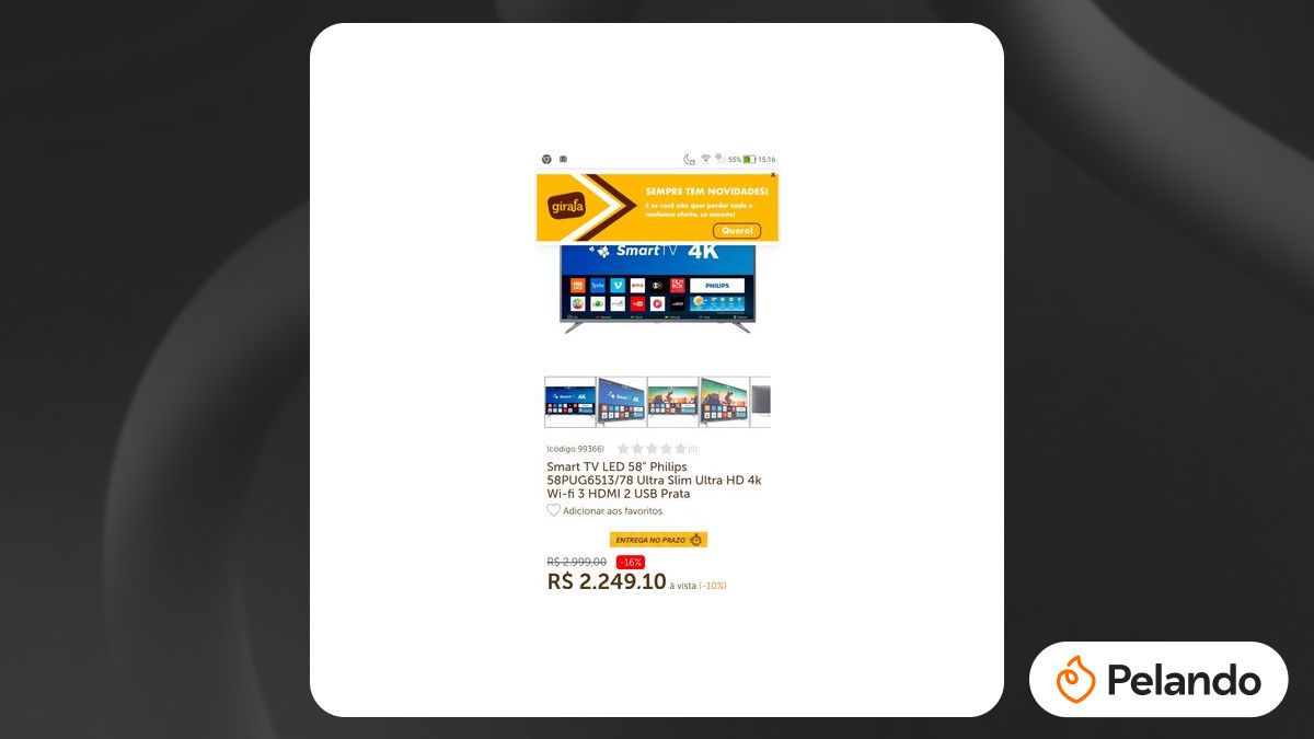 Por R$ 2.249: Smart TV LED 58" Philips 58PUG6513/78 Ultra Slim Ultra HD ...