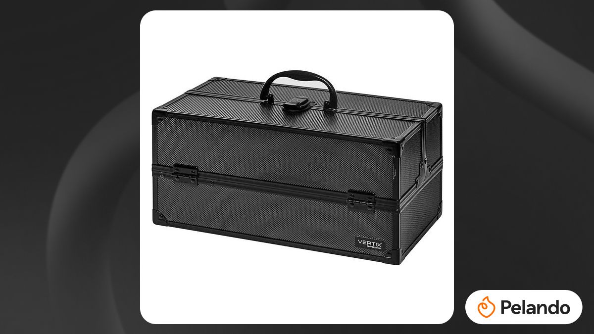 Por R$ 80,00: [Prime] Maleta de Maquiagem Alumínio, Vertix, Preta, 16 ...