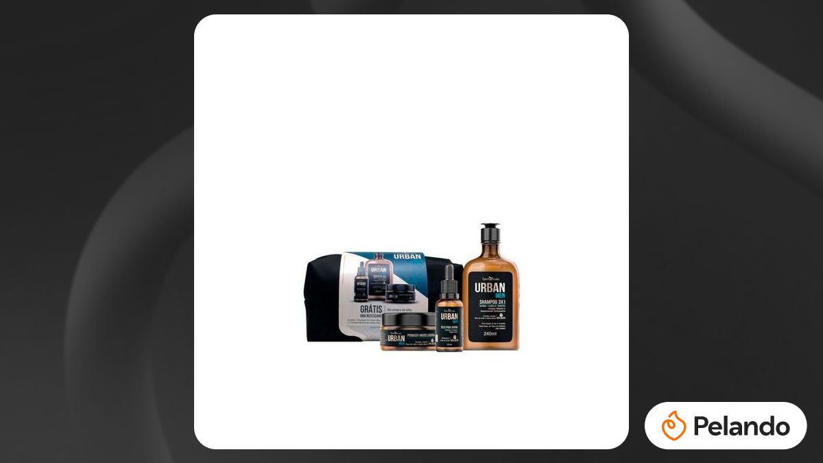 Por R$ 46,00: Kit Urban Men Shampoo + Óleo + Pomada + Necessaire KIT ...