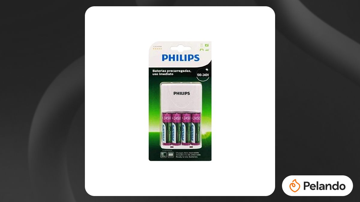 Por R$ 111: Carregador de Pilhas Philips c/ 4 pilhas 2450Ma bivolt ...