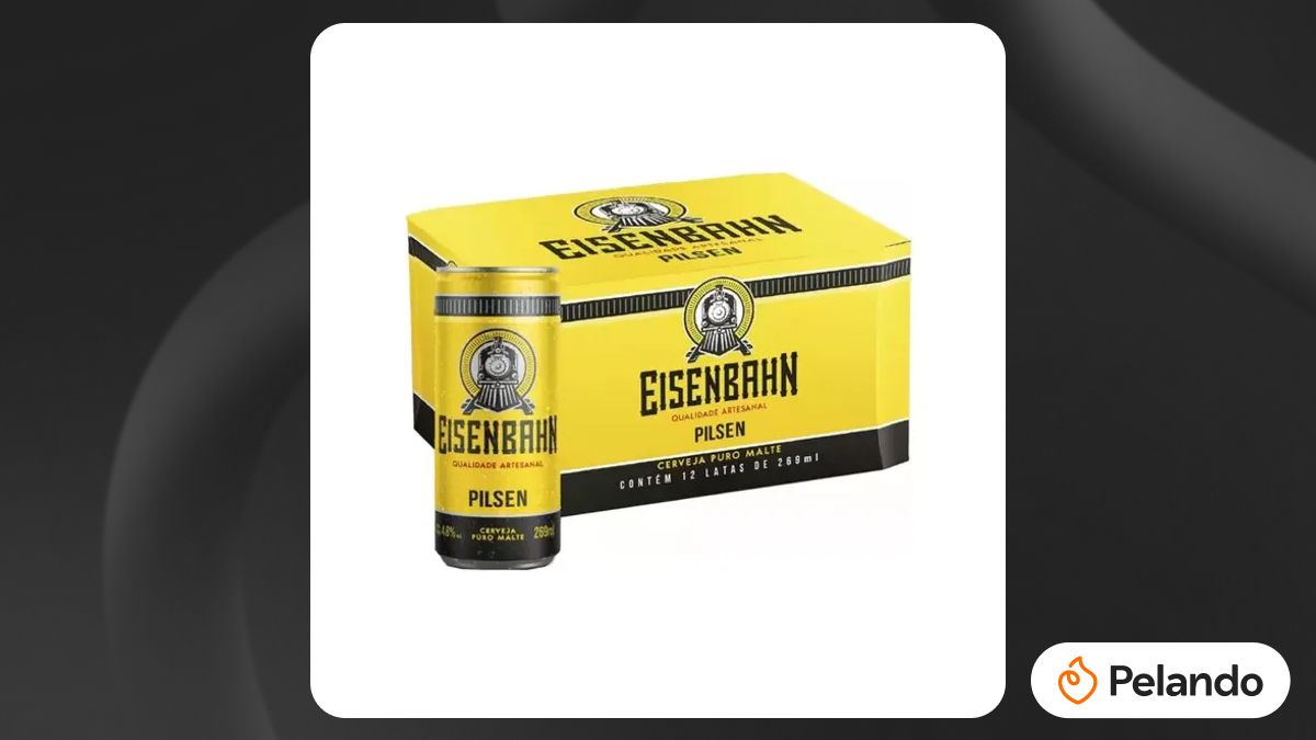 Por R$ 28,68: Pack De Cerveja Pilsen Puro Malte Eisenbahn Lata 269ml 12 ...