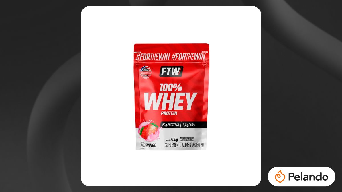 Por R$ 69: Whey Protein 100% Concentrado Refil 900g Sabor Morango - FTW | Pelando