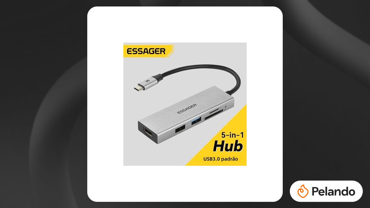 Por R$ 34,91: HUB 5 em 1 - TYPE C, HDMI, SD, USB e TF | Pelando
