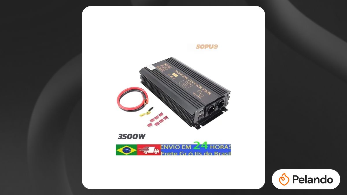 Por R$ 169: [Do brasil] Inversor Onda Senoidal 12V/24V p/ 220V 7000W/8000W LED | Pelando
