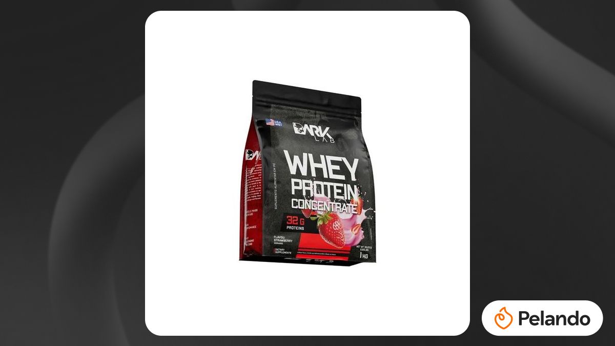 Por R$ 79,00: Whey Protein Concentrado 1kg Morango Dark Lab | Pelando