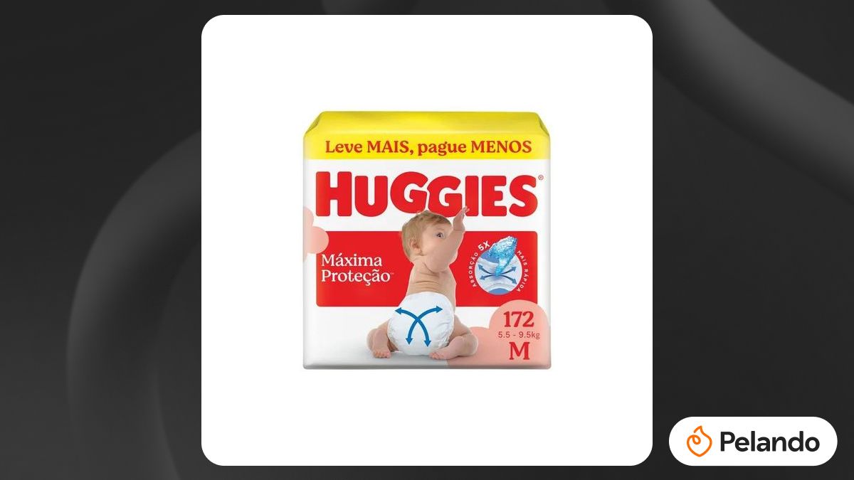 Por R$ 129: Huggies Fralda Descartável M 172 Un Máxima Proteção | Pelando