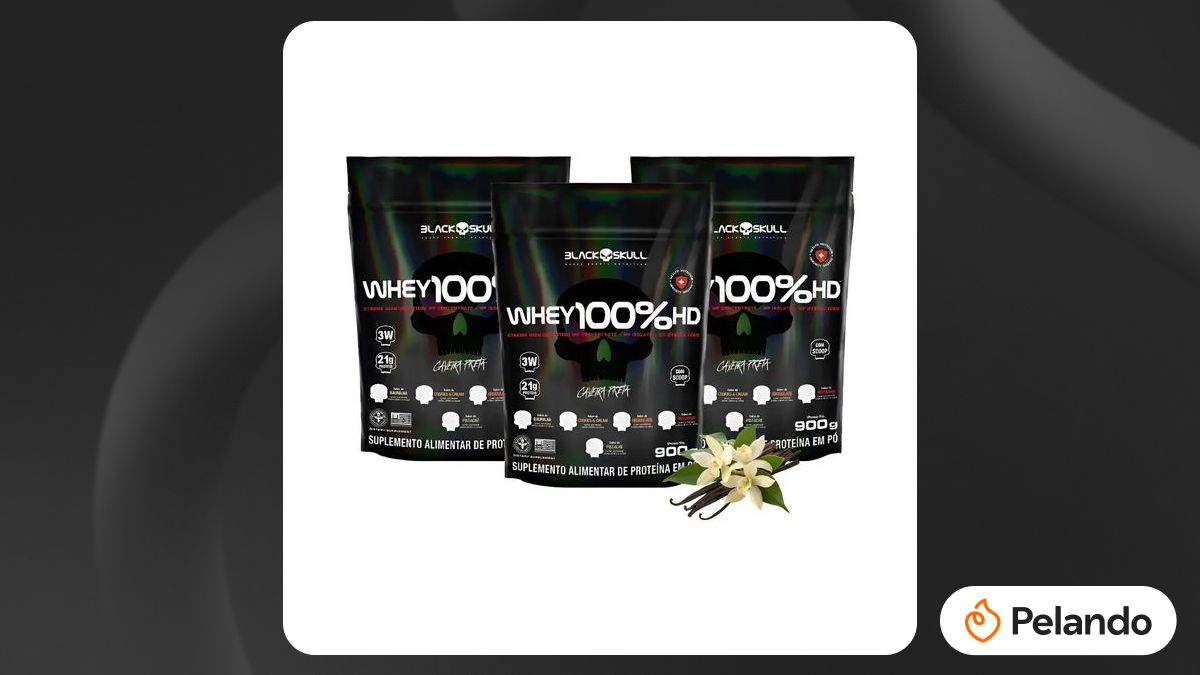 Por R$ 258: 3 unidades Whey Protein 100% Black Skull Sabor Baunilha ...