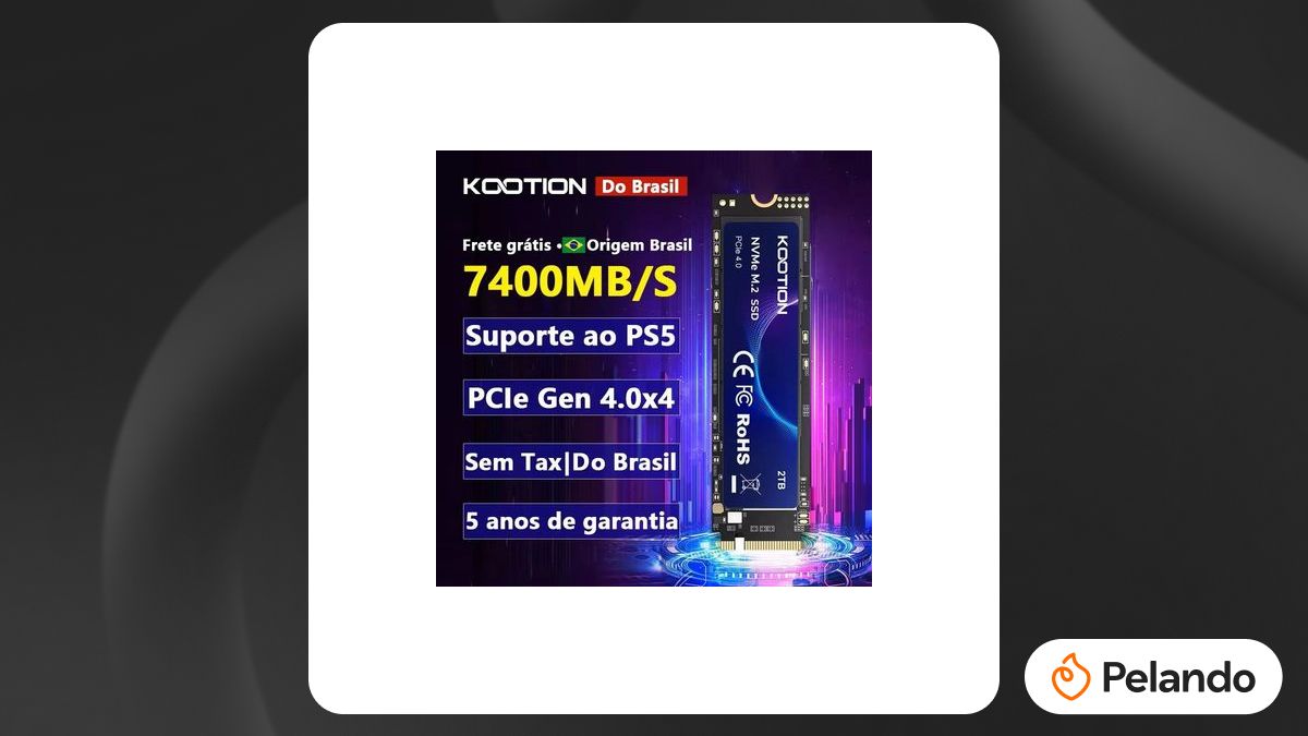 Por R$ 687: [DoBrasil] SSD M.2 NVMe 2TB 7000MB/s Para PS5 e PC KOOTION ...