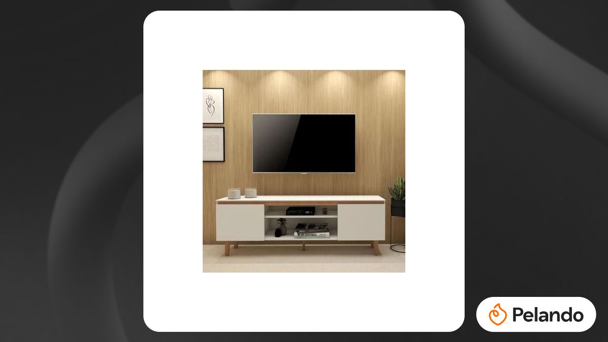 Por R$ 240: Rack de TV Madeira Branco com Nichos | Pelando