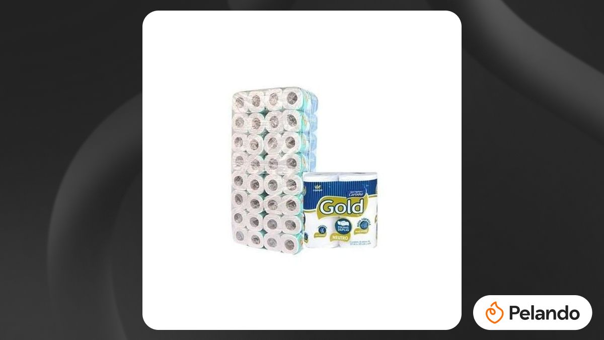 Por R$ 43,00: Papel Higiênico Carinho Gold 64 Rolos Folha Dupla 30 ...