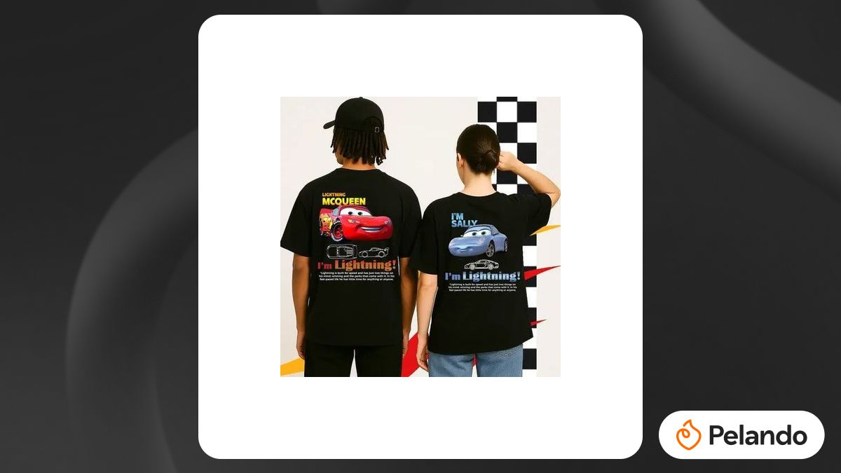 Por R$ 47,60: Kit Camisetas Casal Relâmpago Mcqueen e Sally | Pelando