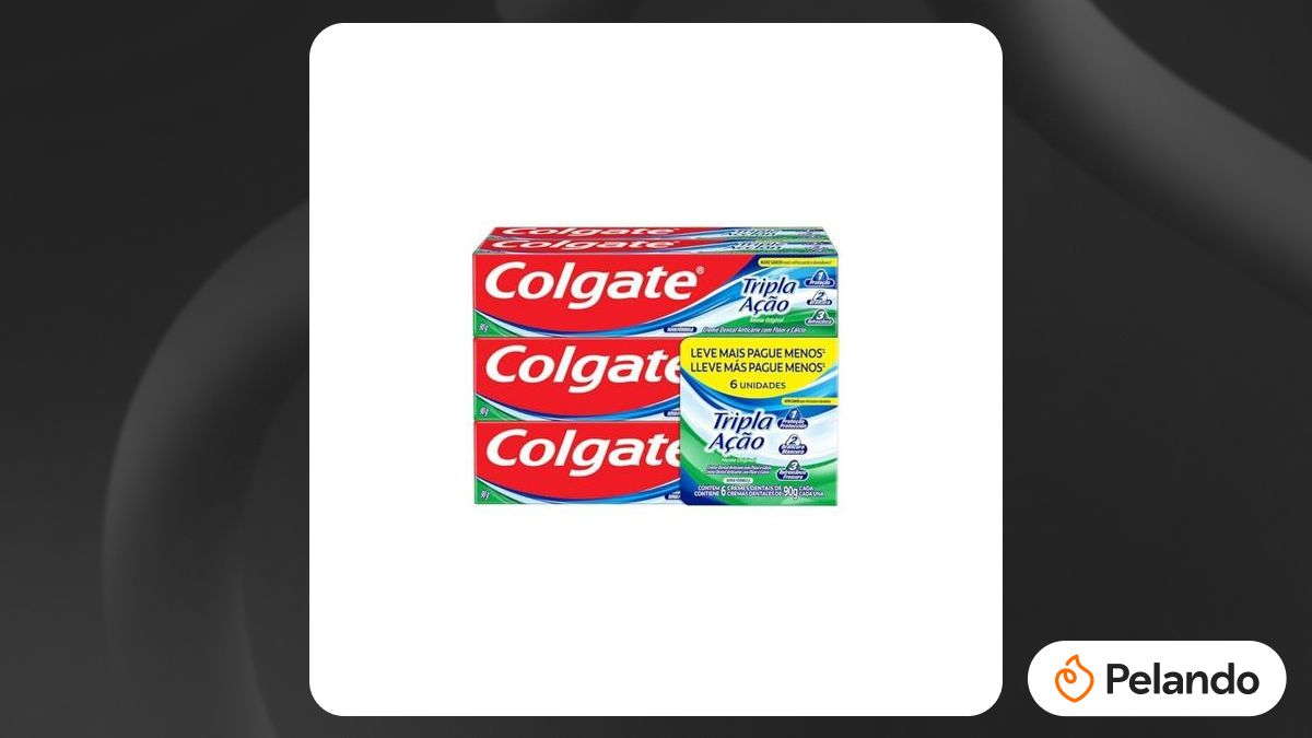 Por R$ 21,61: (recorencia) Creme Dental Tripla Ação Menta 90g c/ 6 ...