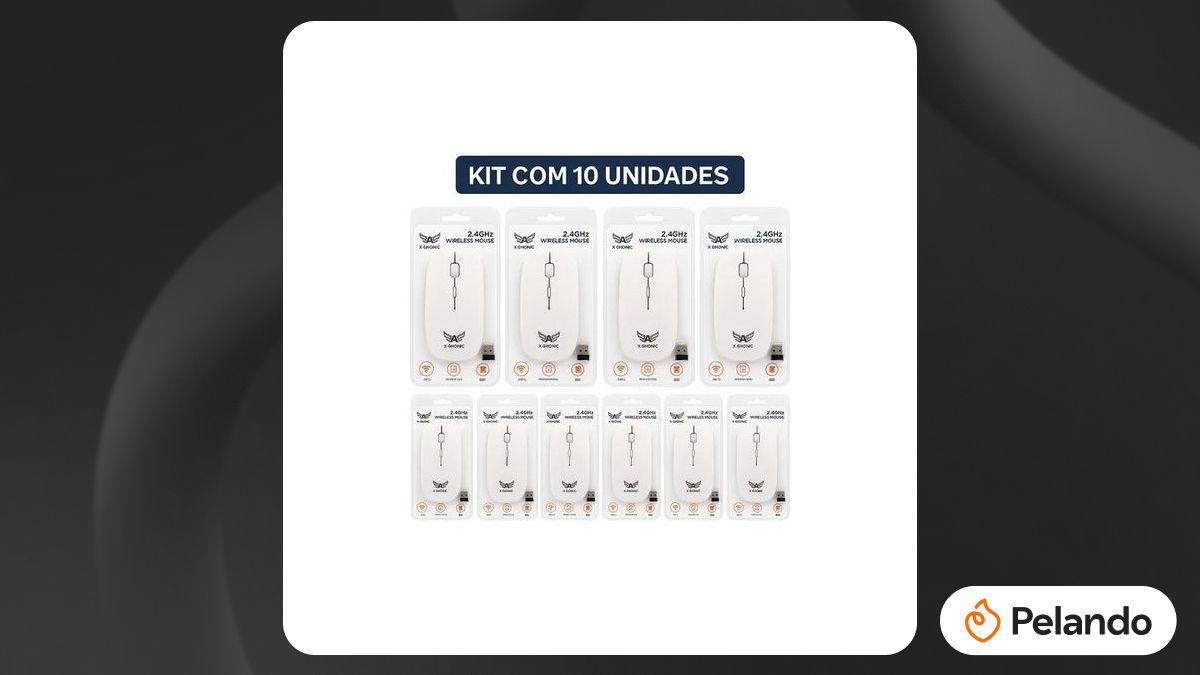 Por R$ 78,99: [R$ 7,89 cada] Kit 10 Mouse Sem Fio Notebook Pc Cor Preto ...